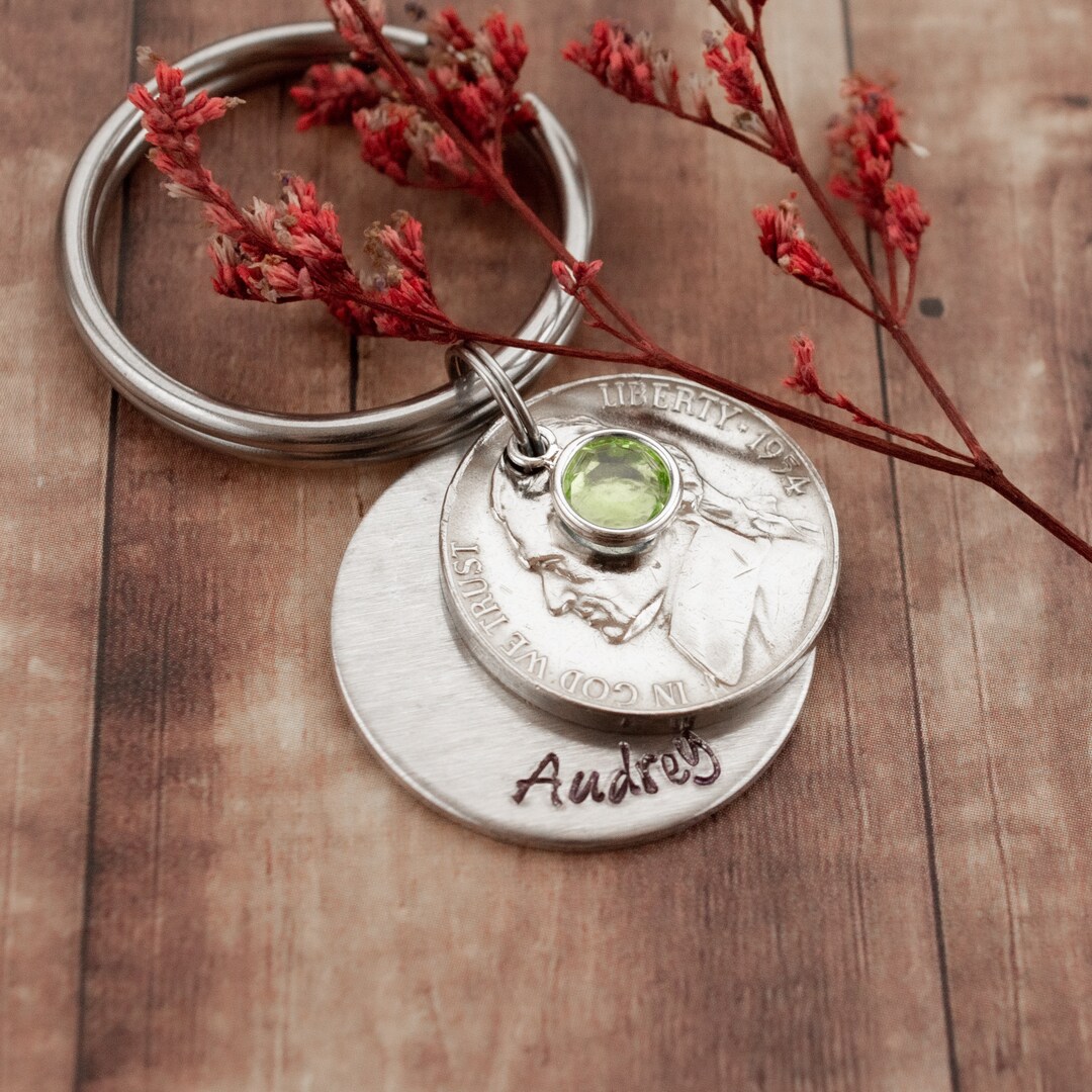 1955 Nickel Keychain With Personalized Name Disc, Milestone 70th ...