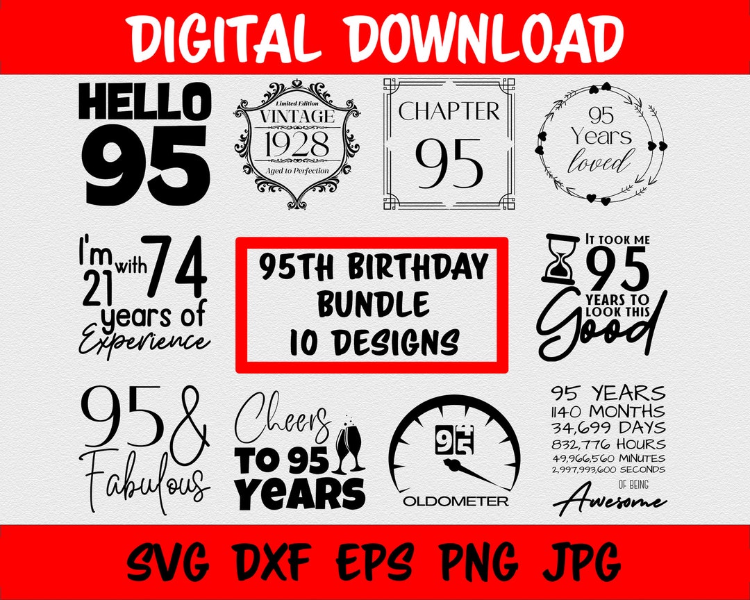95th Birthday SVG Bundle Digital Download Gift Idea for Men - Etsy ...