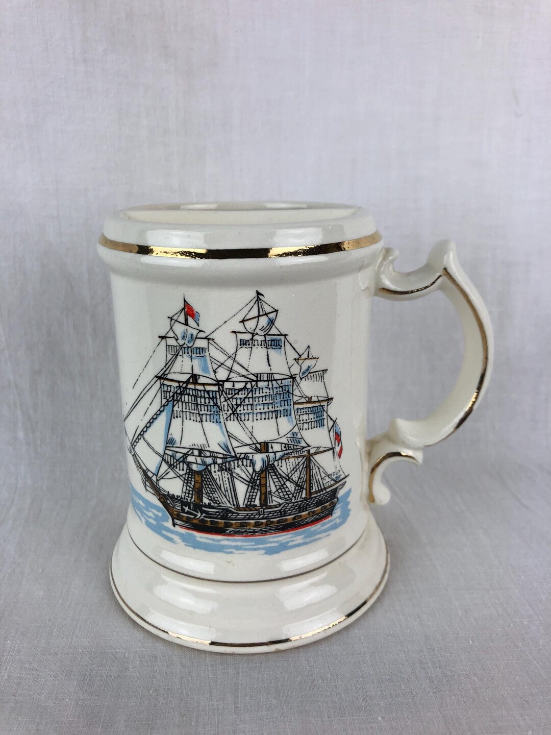 Vintage Shaving Mug 70s Tall Ship Nautical Tall Ship 60s Men's Shaving ...