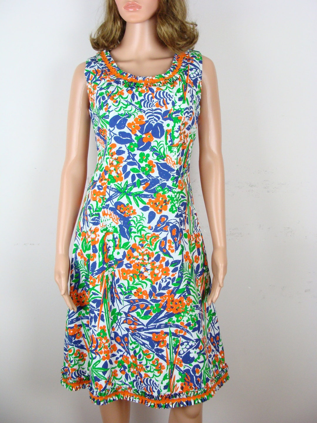 Vintage Sun Dress 60s Floral Print Shifts Internationale Miami Tropical ...