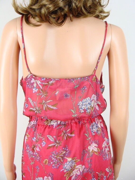 Vintage Sheer Dress 80s Bebe London Bright Floral Pri… - Gem