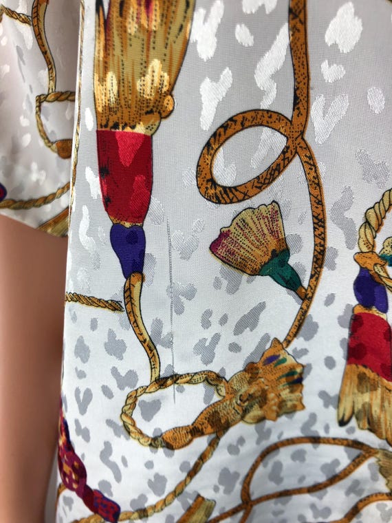 Vintage Baroque Blouse 90s Oversized Button Down Tass… - Gem