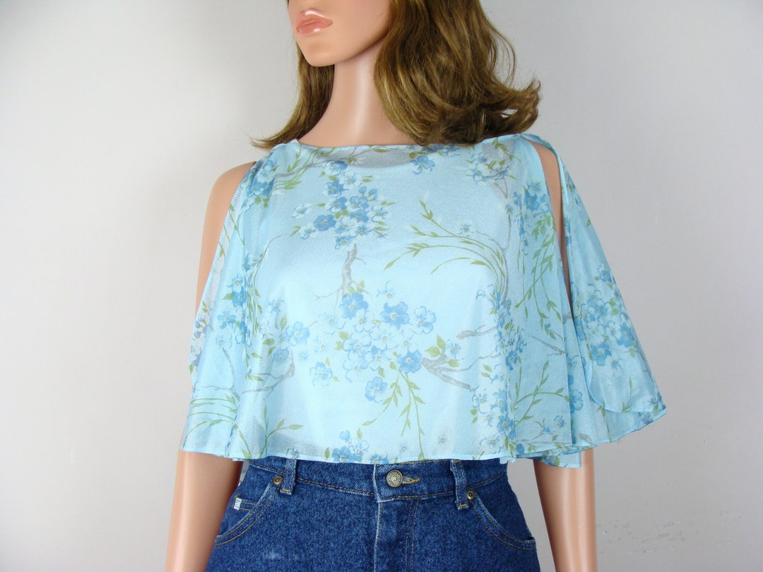 Vintage Sheer Floral Capelet 60 Cover up 70s Layering Piece Shawl Crop ...
