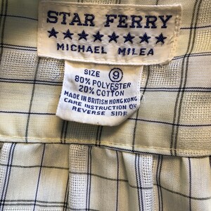 Vintage Fitted Blouse 70s Short Sleeve Grid Pattern Star Ferry Michael ...