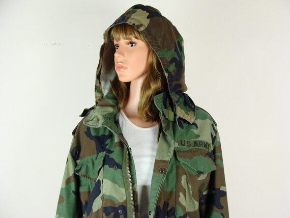 Vintage Army Jacket 80s Cold Weather Field Woodland C… - Gem