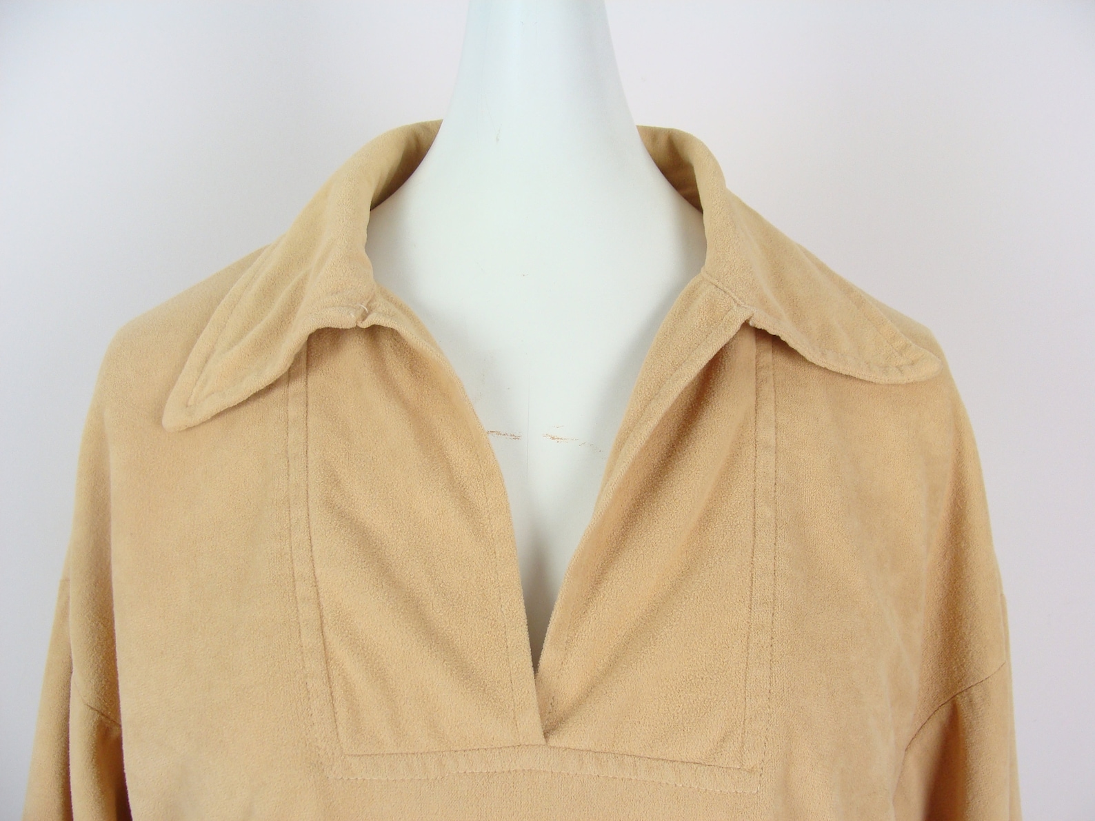 Vintage Velour Top 70s Collared V Neck Pull Over Drawstring | Etsy