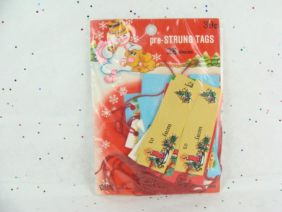 Vintage Christmas Gift Tags 70s Set of 28 Pre-strung Tags Original ...