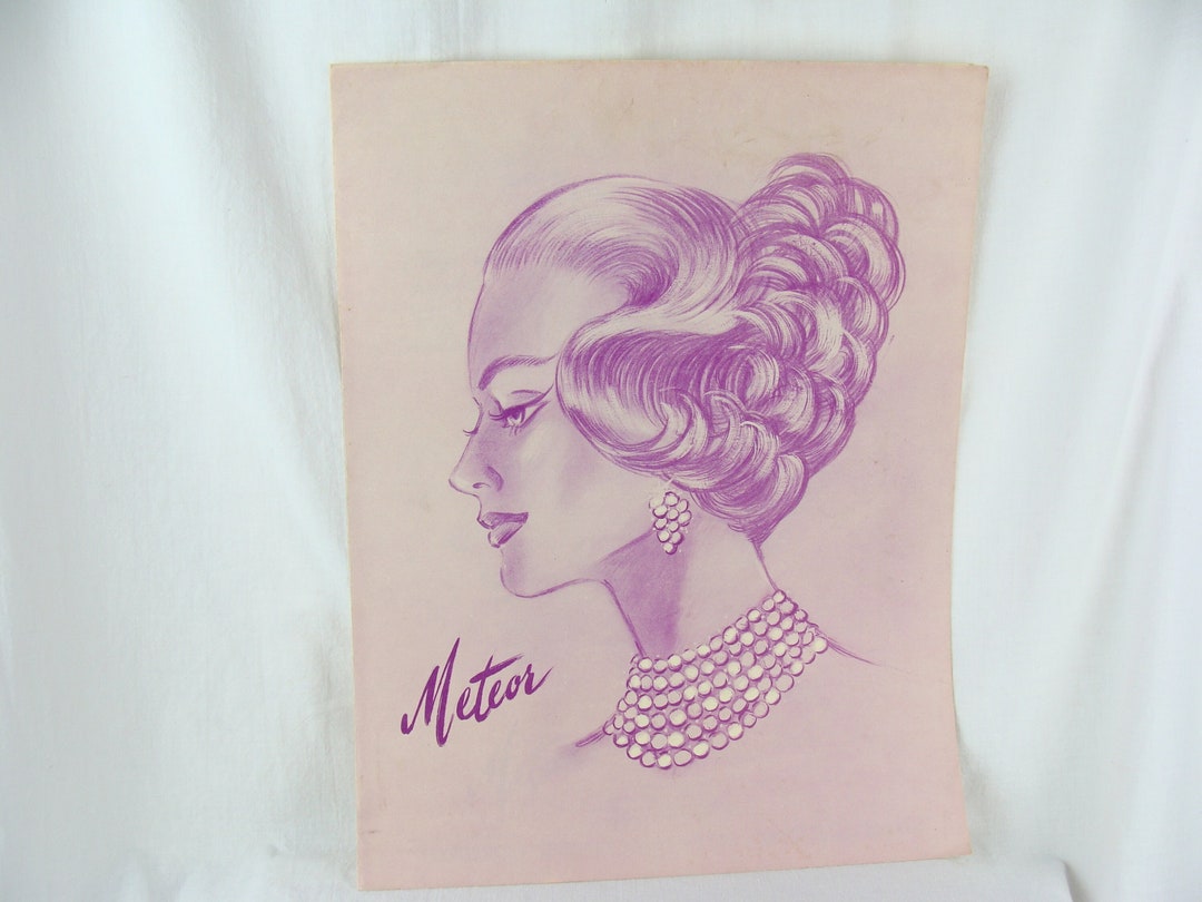 Vintage 1950s Hair Style Lithograph Large Illustration James Victor ...