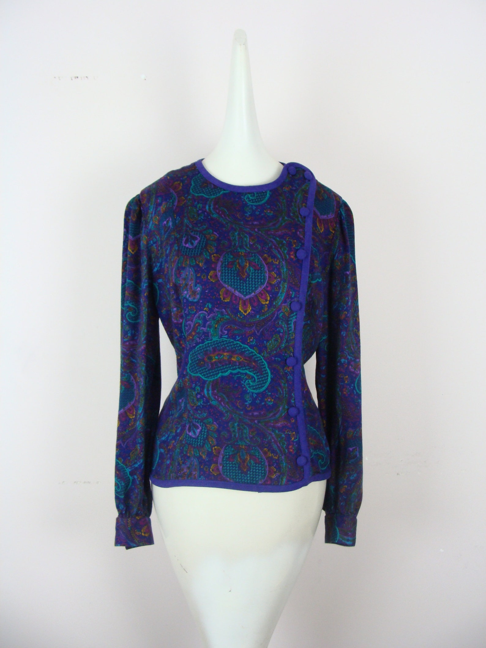 Vintage Prairie Top 80s Paisley Fall Puff Sleeve Fitted Jacket - Etsy