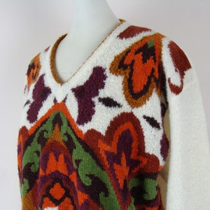 Vintage Sweater 80s Carducci 90s Chenille Colorful Flowers Soft Sweater ...