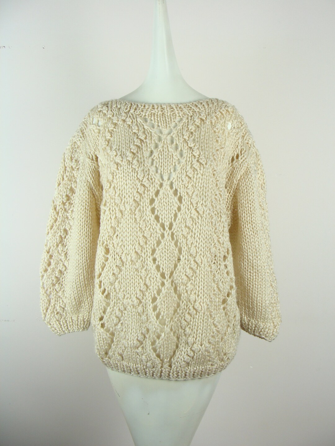 Vintage Knit Sweater 70s Chunky Knitcozy Warm Oatmeal Minimalist ...