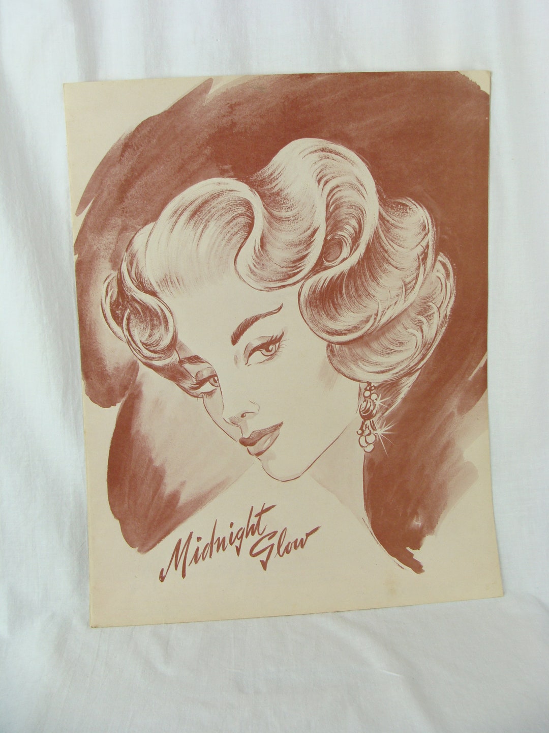 Vintage 1950s Hairstyle Lithograph Large Illustration James Victor ...