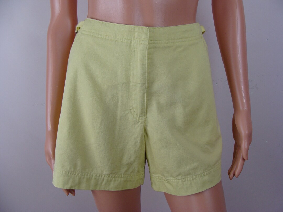 Vintage Mid Rise Shorts 90s Cotton Chartreuse Pale Yellow 00s Y2K ...