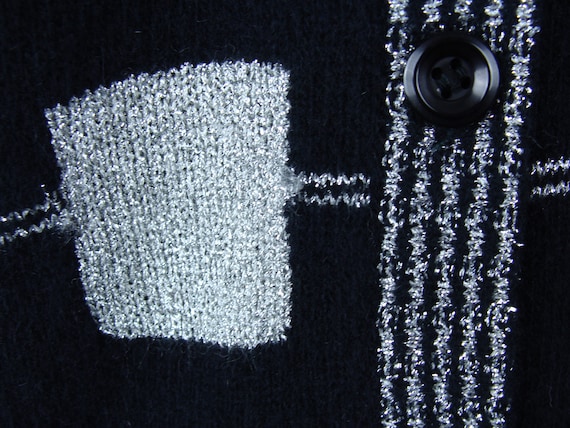 Vintage Cardigan Sweater 70s Lurex Metallic Thread V-… - Gem