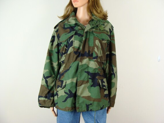 Vintage Army Jacket 80s Cold Weather Field Woodland C… - Gem