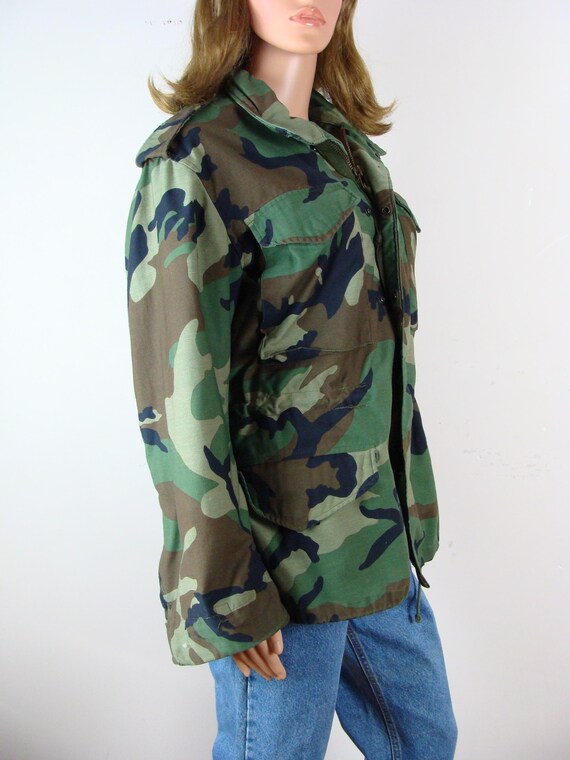 Vintage Army Jacket 80s Cold Weather Field Woodland C… - Gem