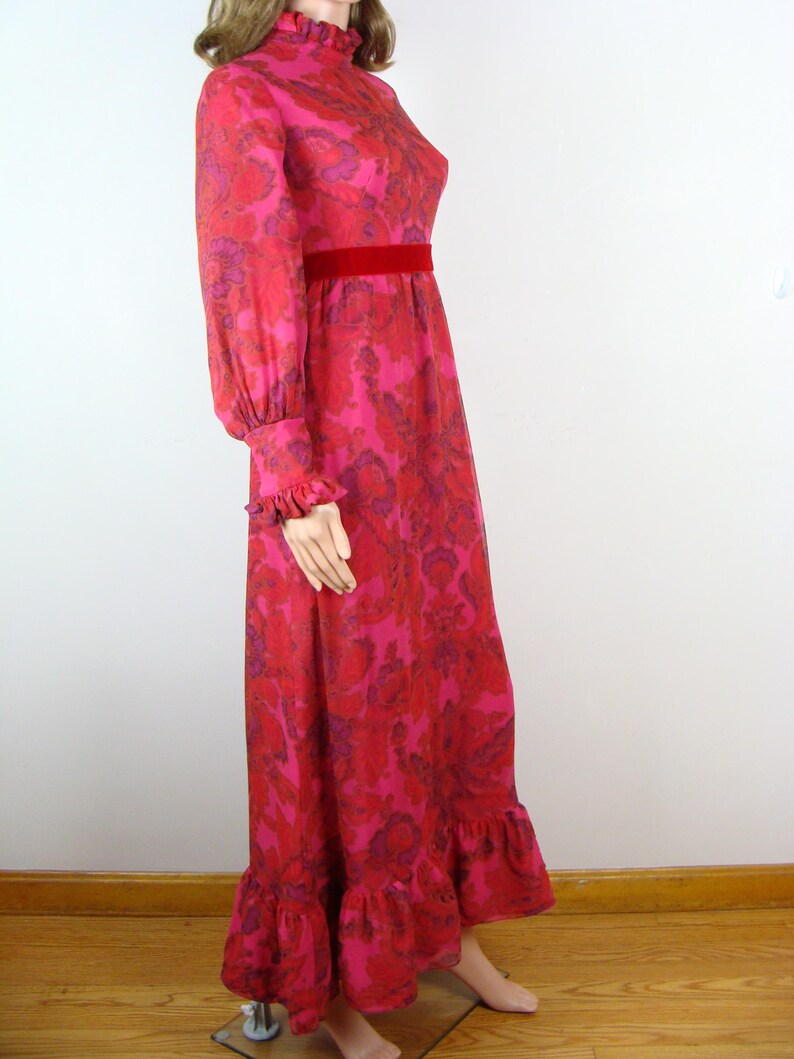 Vintage Prairie Dress 60s Psychedelic Chiffon Angelair by Monika - Etsy