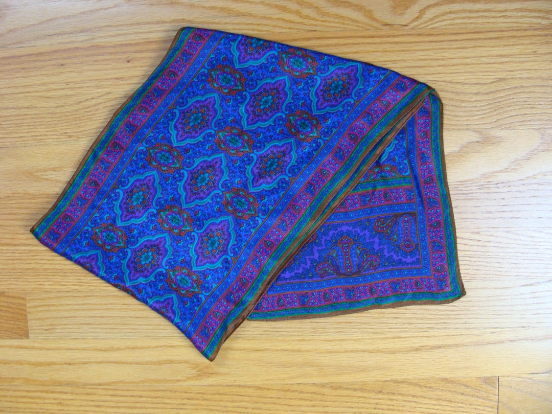Vintage Paisley Scarf 70s Long Head Scarf Bohemian Rich Colors - Etsy