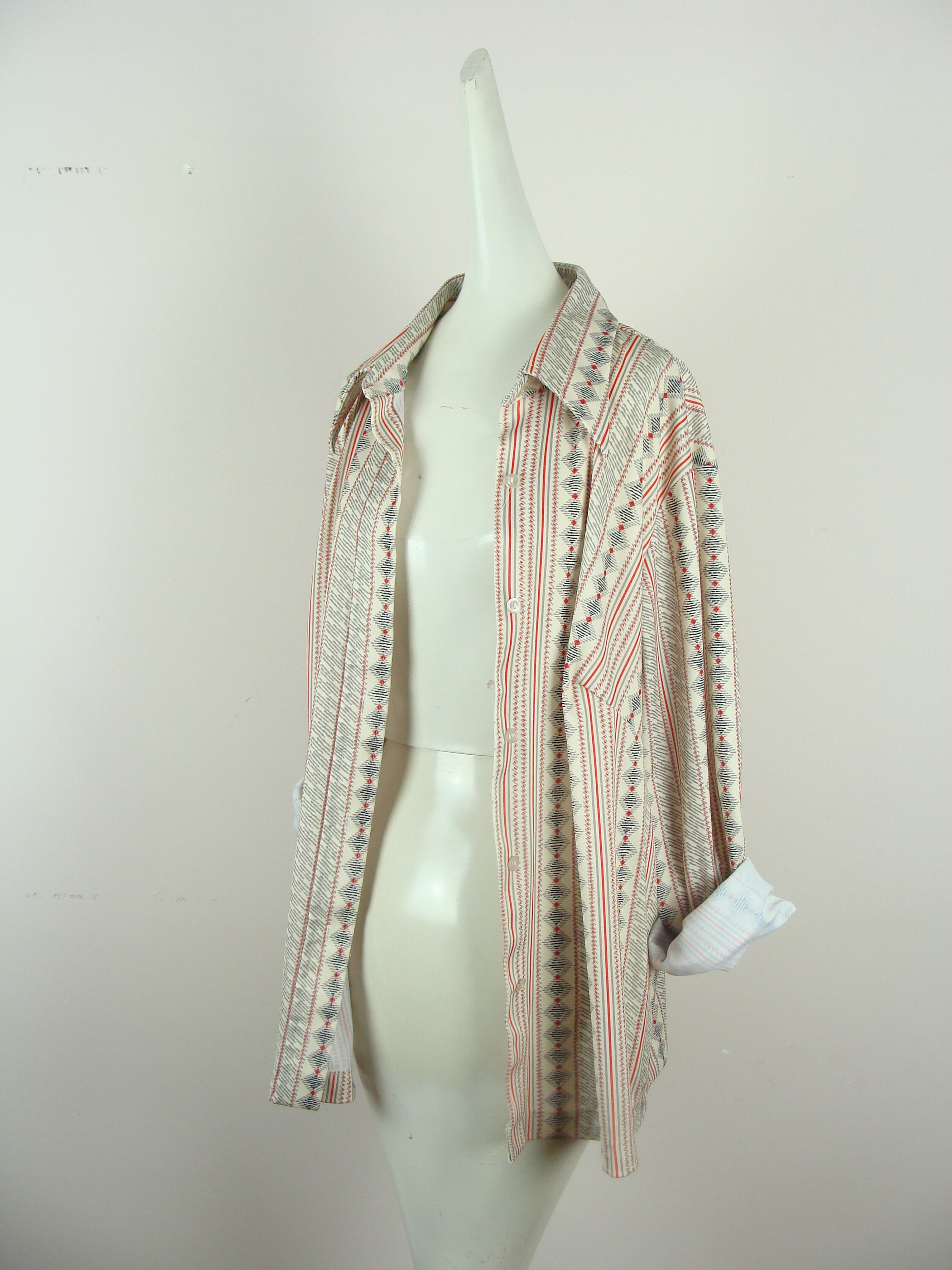 Vintage Button Down Shirt 70s Disco Collar Printed Blouse Top | Etsy