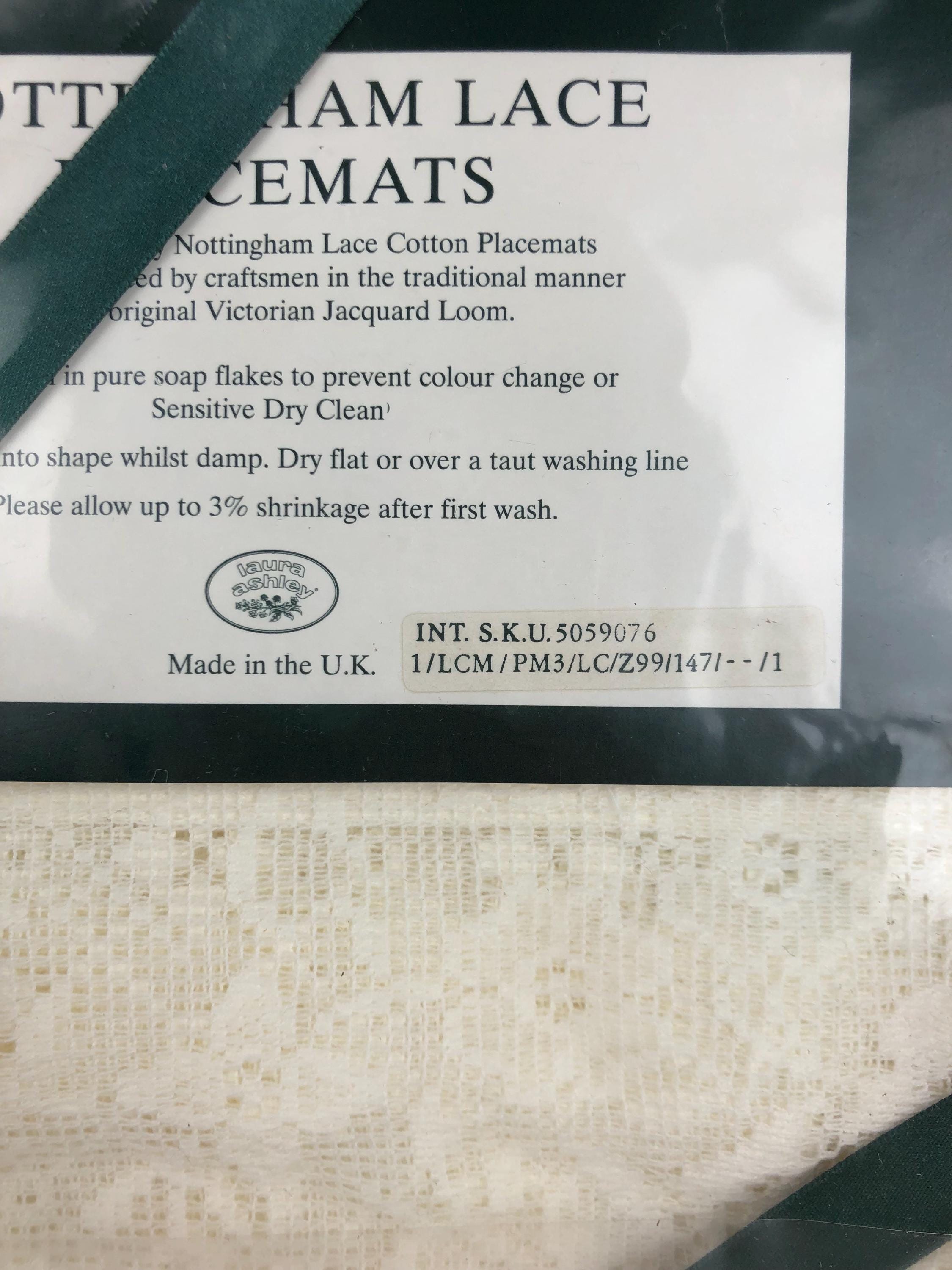 Vintage Laura Ashley Nottingham Lace Placemats Set of 4 NOS Deadstock ...