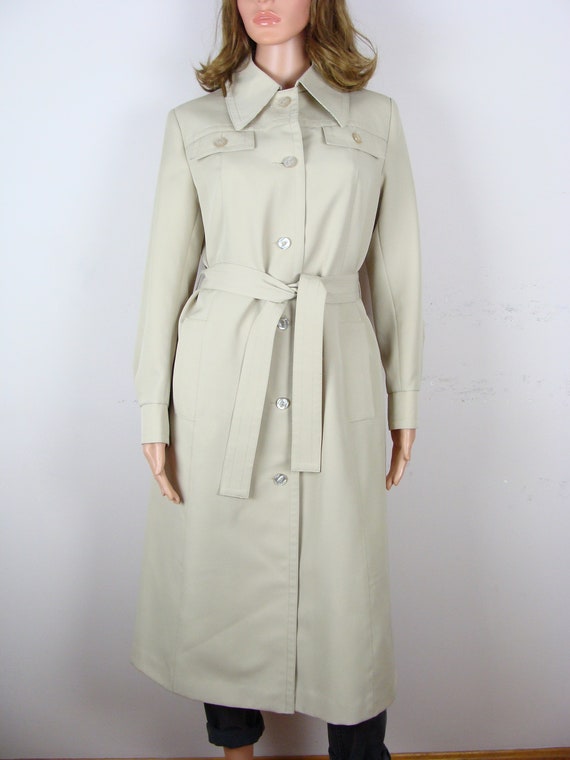 Vintage Trench Coat 70s Classic Chic Khaki Trench Ast… - Gem