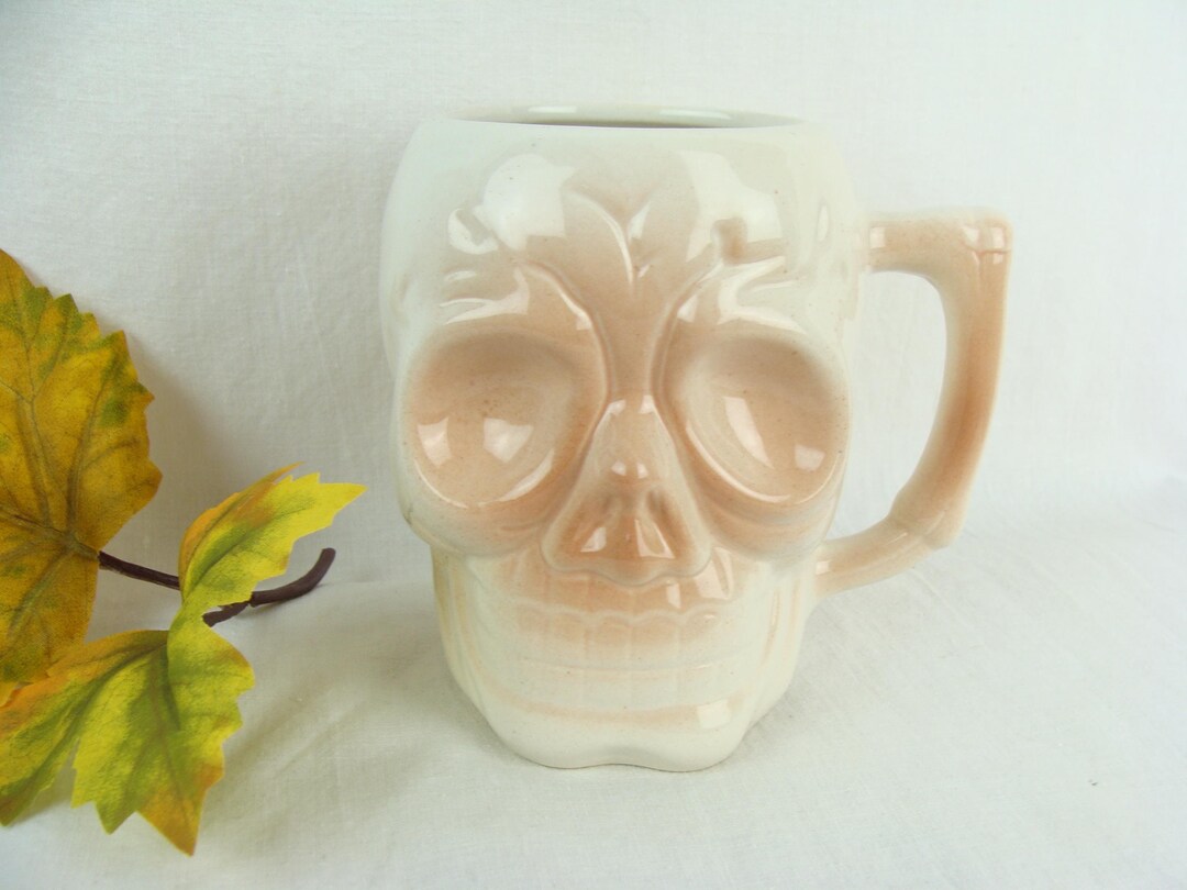 Vintage Skull Mug 80s Ceramic Skeleton Head Coffee Tiki Mug Spooky ...