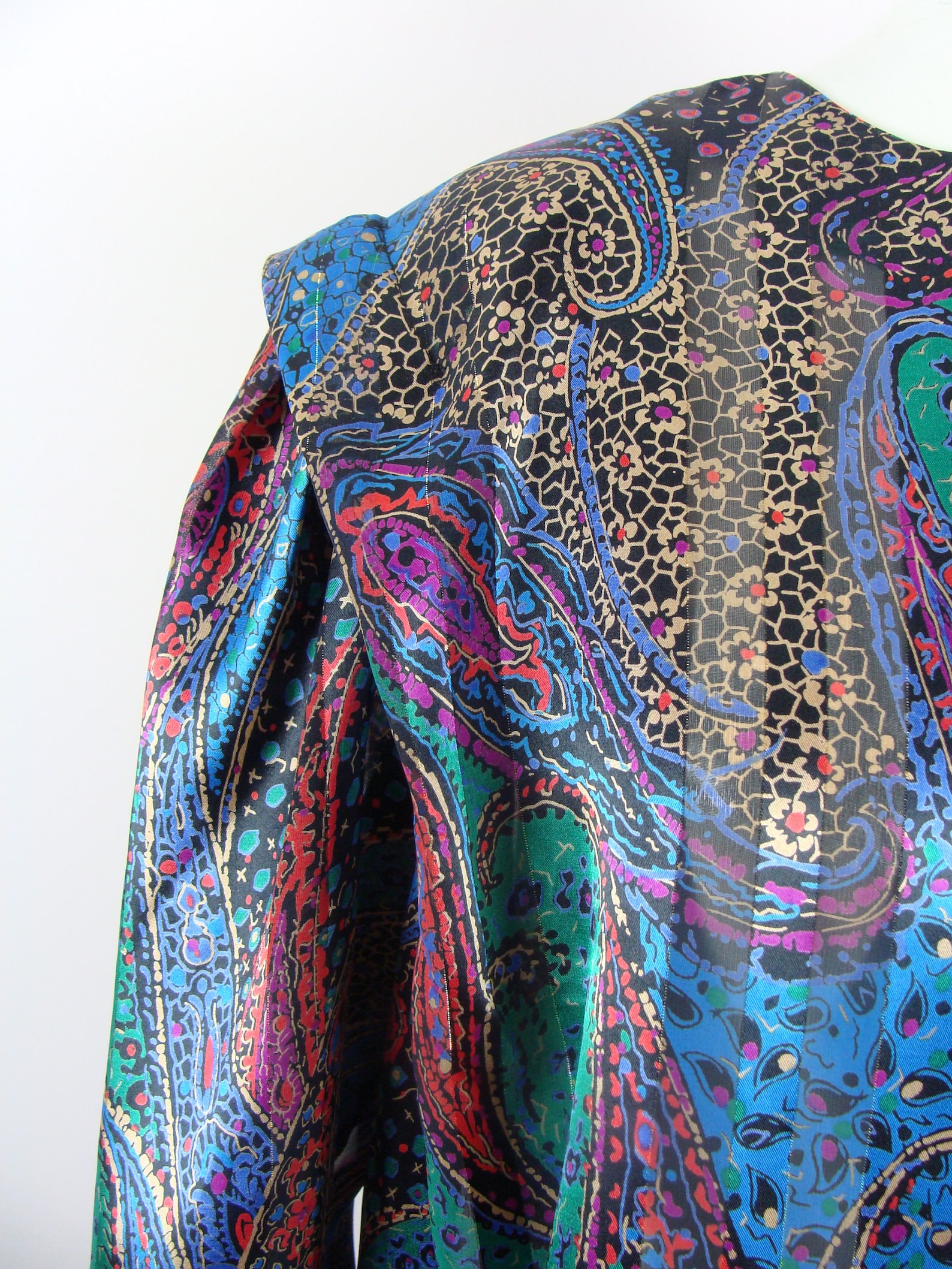 Vintage Puff Sleeve Blouse 80s Coloful Balloon Sleeve Top Etsy