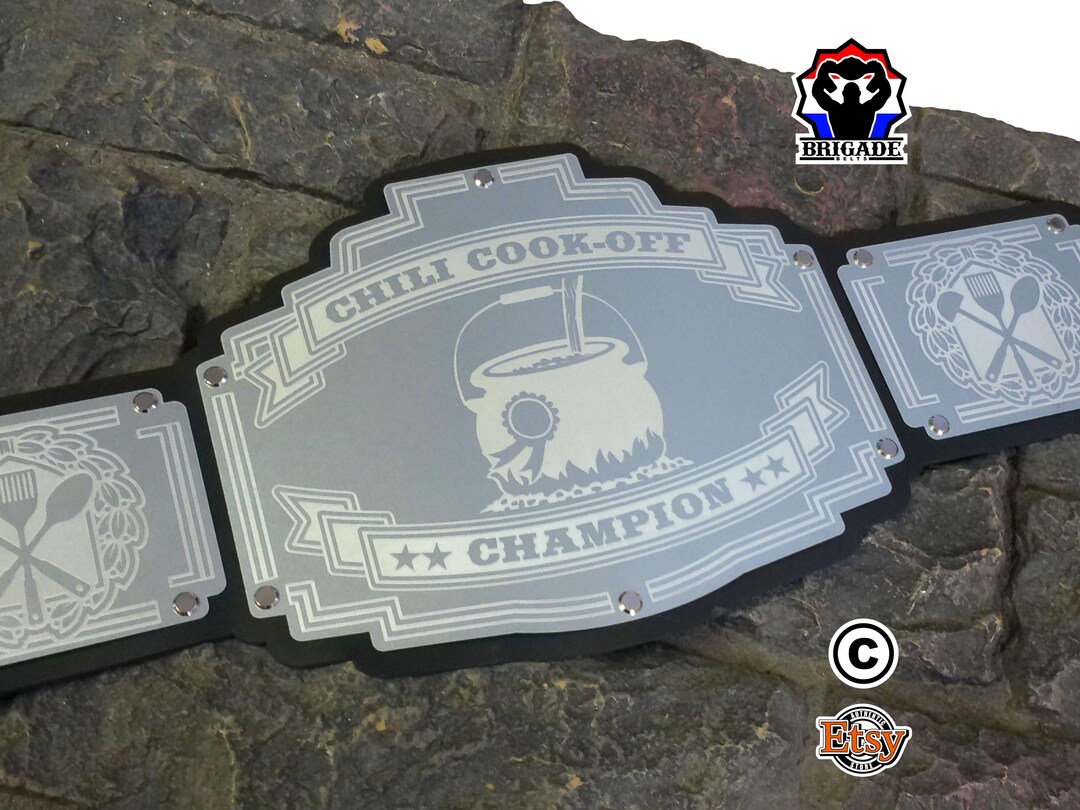Chili Cook-off Champion Championship Cook off Cookoff Title Belt Silver ...
