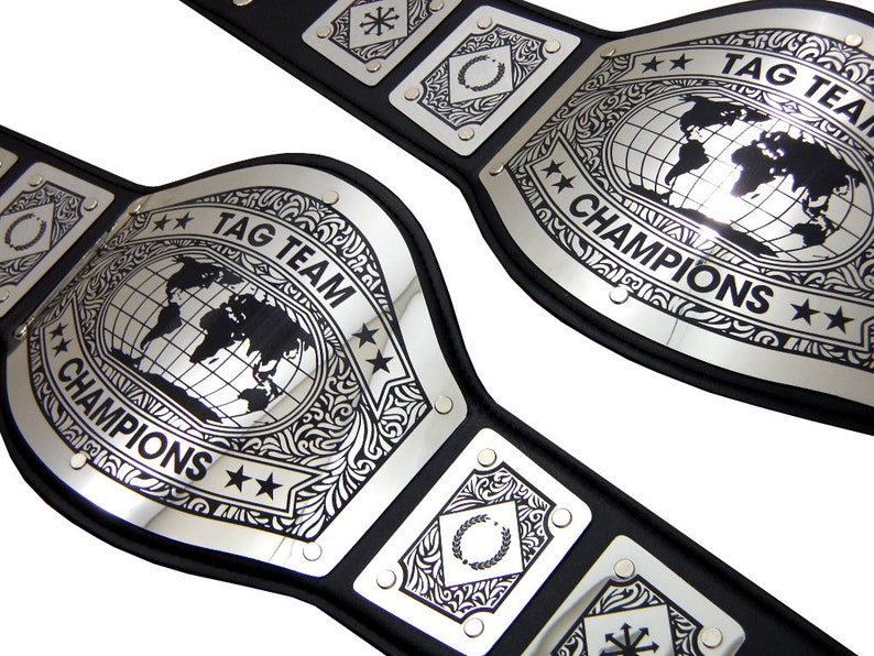 Tag Team Championship Belts 2 belts New Bold Black Engraving | Etsy