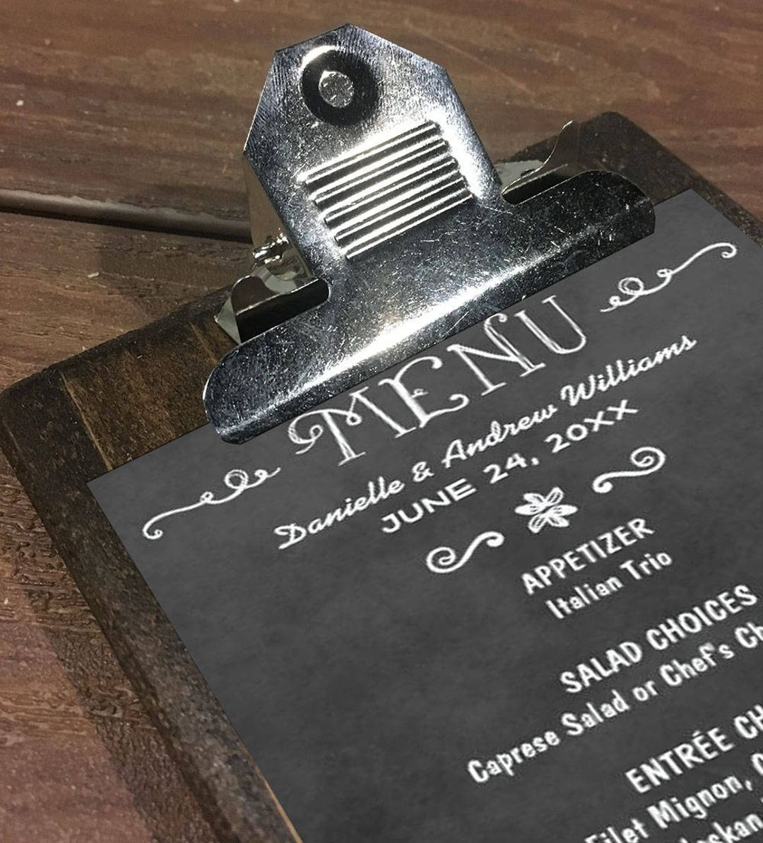 Restaurant Menu Boards With Silver Clipboard Clip - Rustic Menu Boards ...