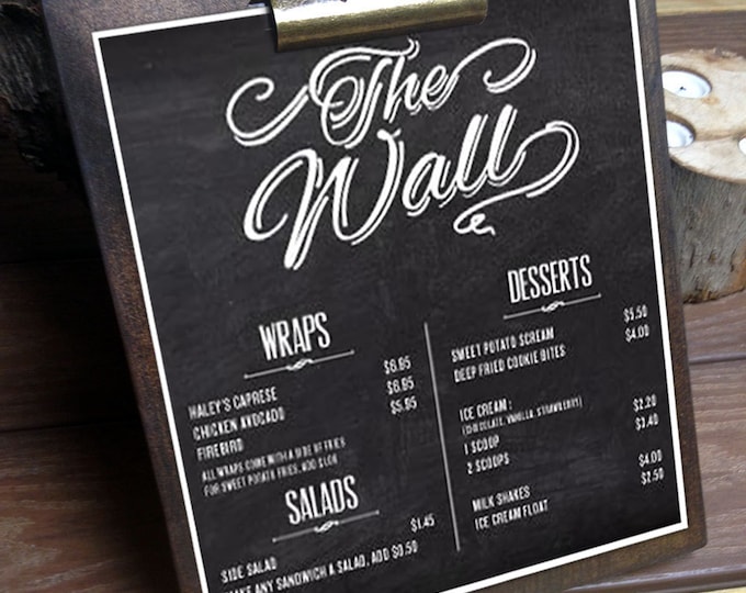 Menu Clipboards Large Restaurant Menu Boards Rustic Menu Boards Rustic ...