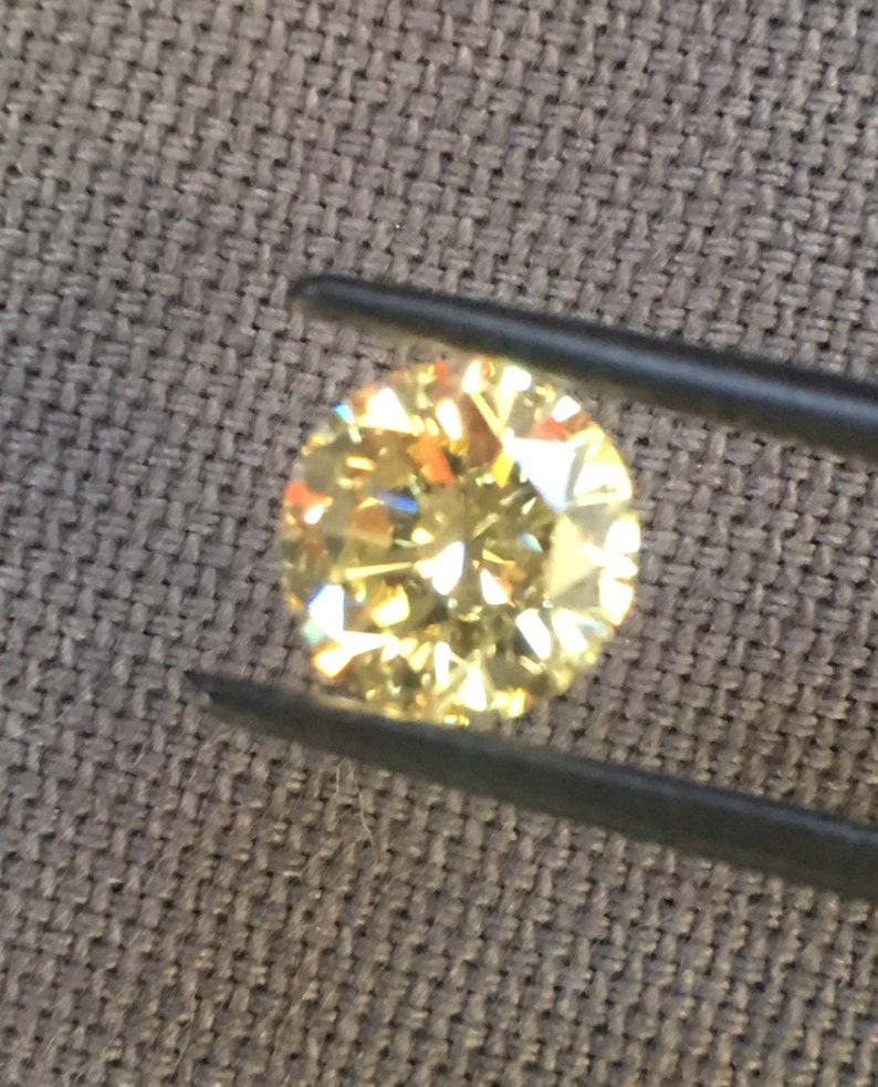 SOLD Vintage Fancy Yellow Round Brilliant Cut Diamond 1.94cts - Etsy
