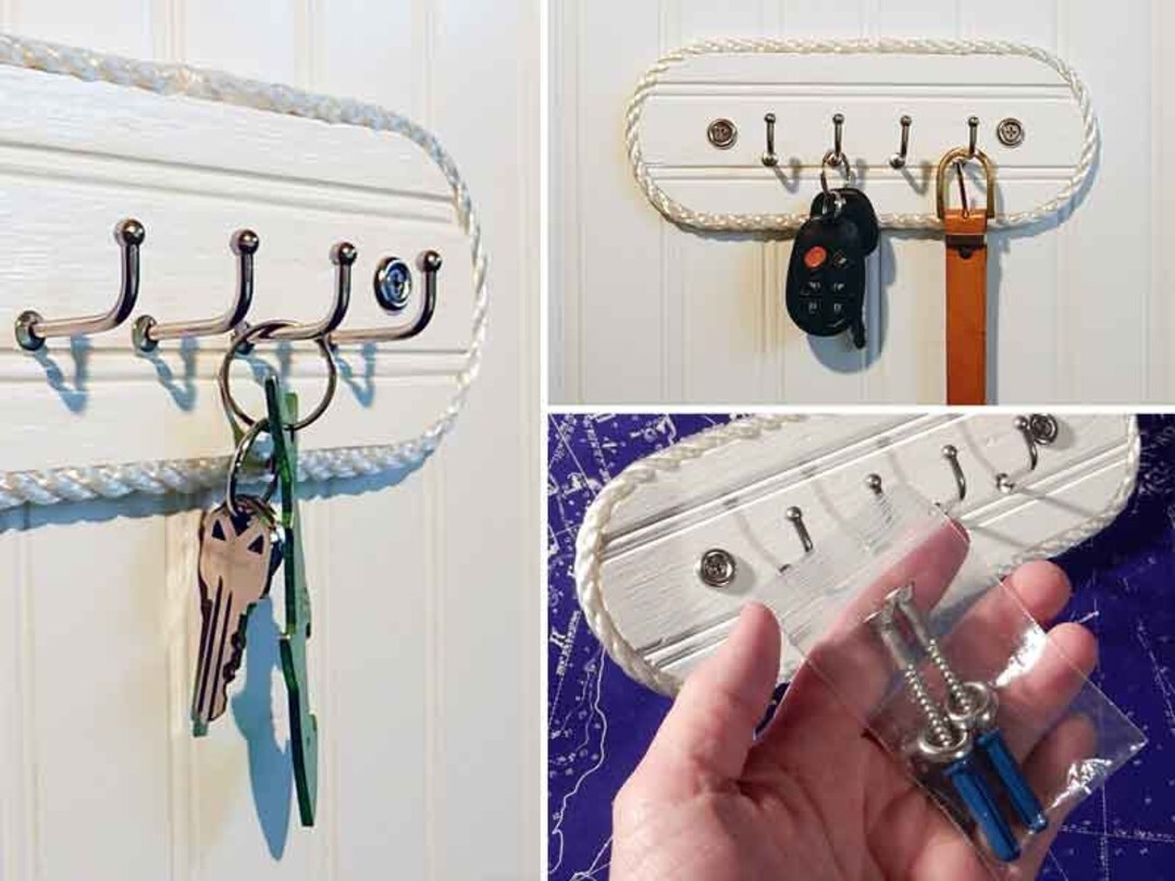 Wall Key Hook Holder Stainless Key Hanger Rack Jewelry Organizer White ...