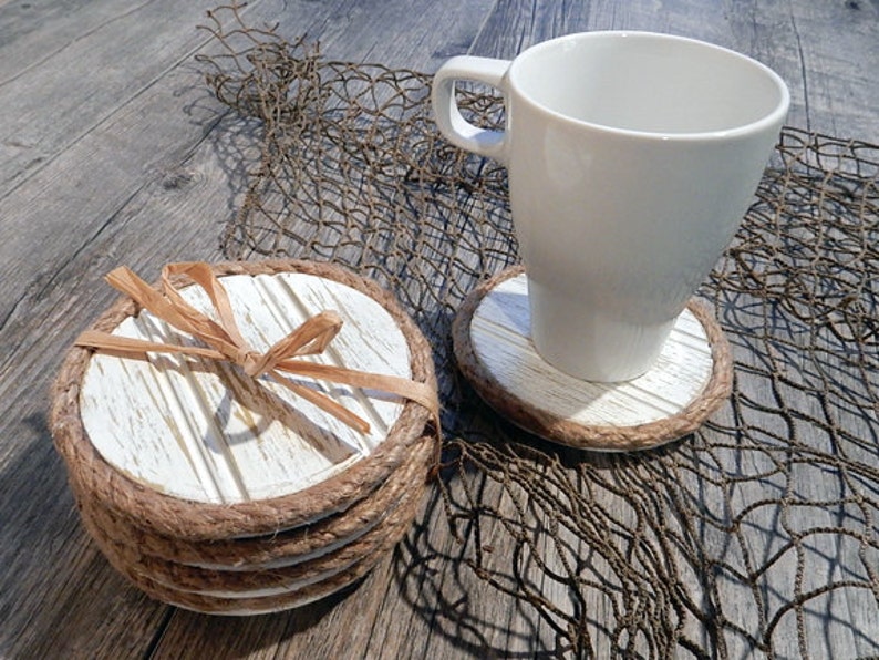 Cup Coasters Round Table Drink Coasters Weathered White - Etsy
