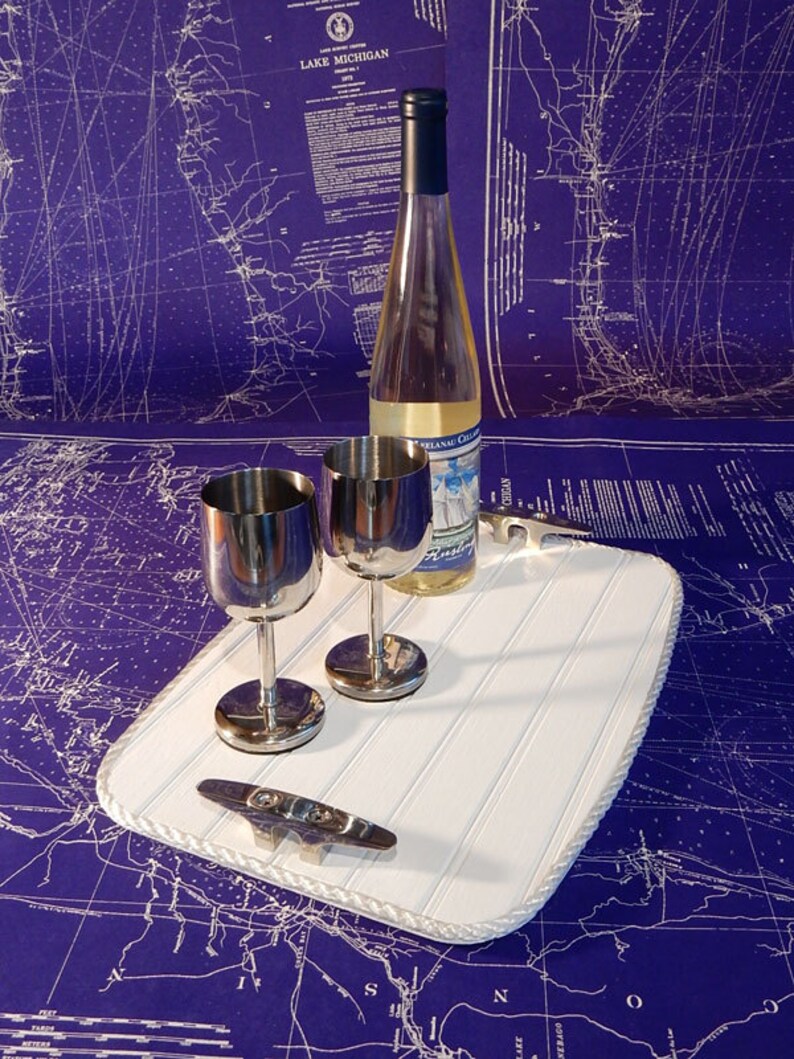 Wood Serving Tray Beverage Trays Beach Decor Nautical - Etsy