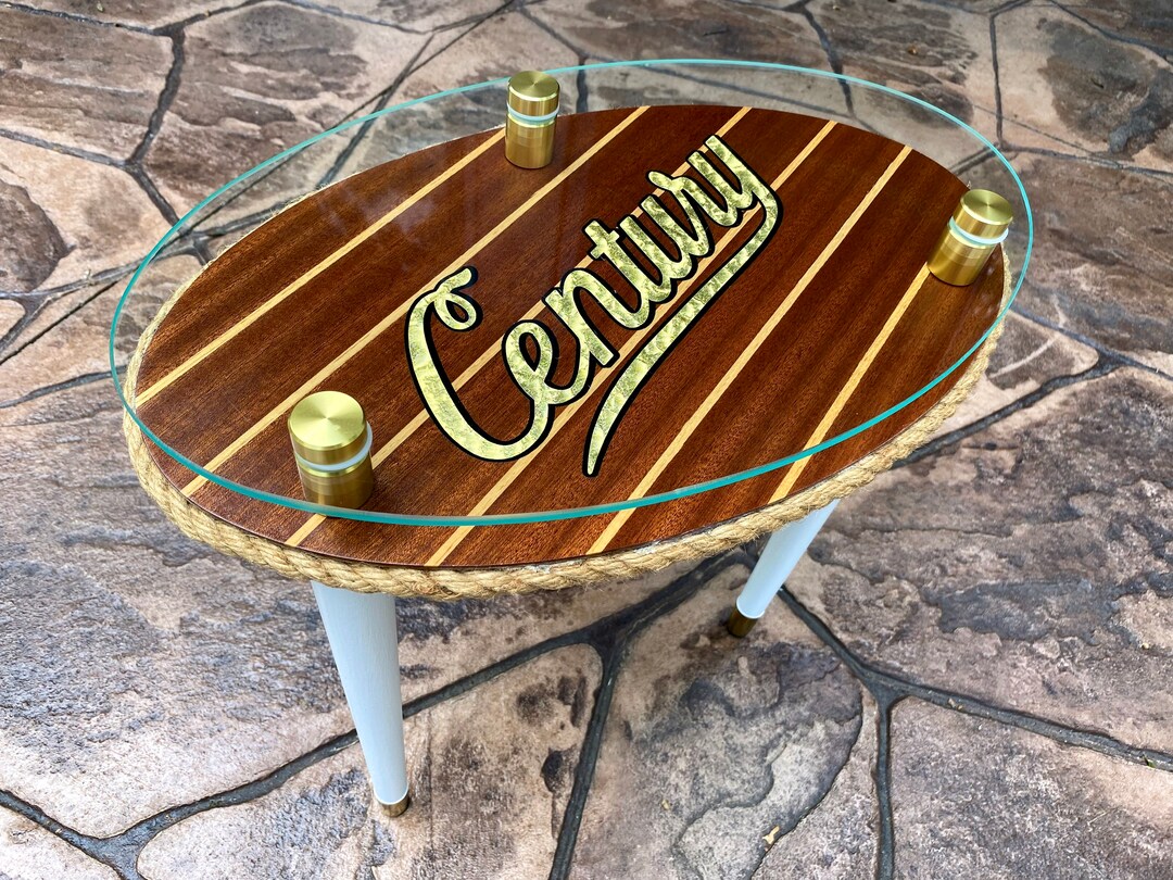 Century Boat Oval Tables - IN STOCK Ready to SHIP - Brass Trim White ...