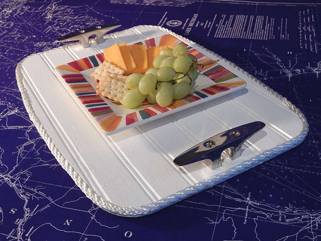 Wood Serving Tray - Beverage Trays - Beach Decor - Nautical Beach House ...