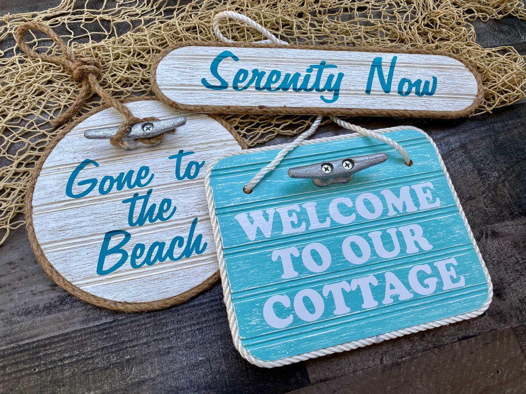 Beach Signs - Nautical Boat Beach Seaside Cottage Home Decor - 4" Boat ...