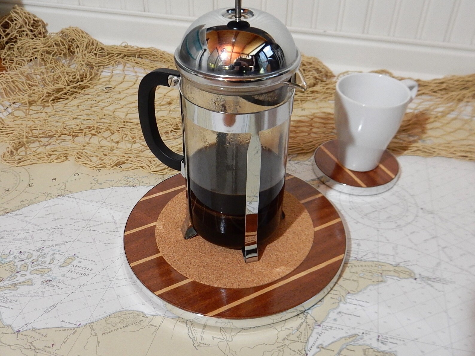 Nautical Trivet Hot Pad Wood Trivet Wooden Boat Kitchen Decor Metal ...