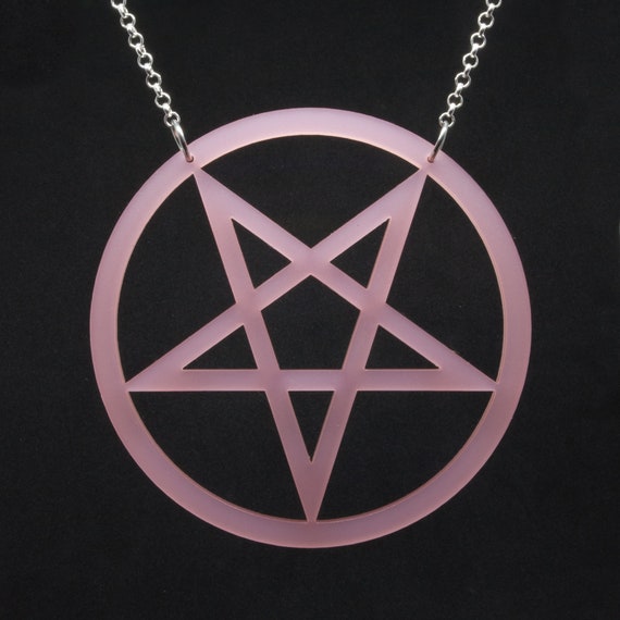 Large Frosted Baby Pink Pentagram Acrylic Pendant on Silver | Etsy