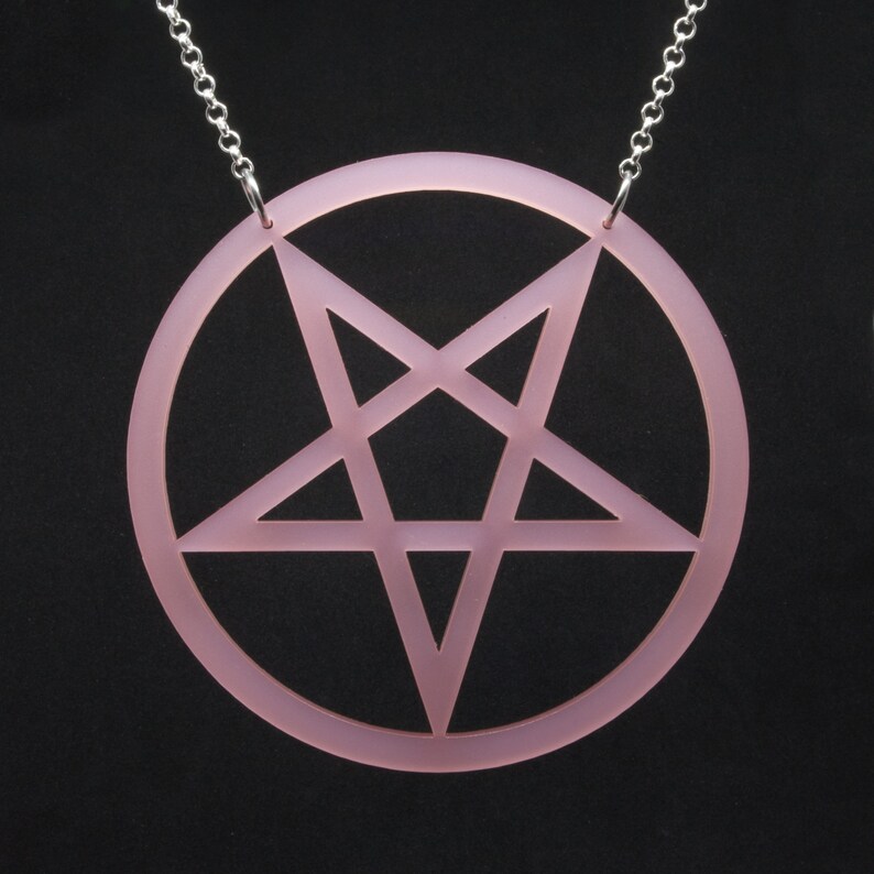 Large Frosted Baby Pink Pentagram Acrylic Pendant on Silver | Etsy