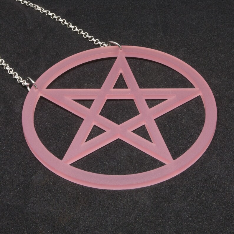 Large Frosted Baby Pink Pentagram Acrylic Pendant on Silver | Etsy