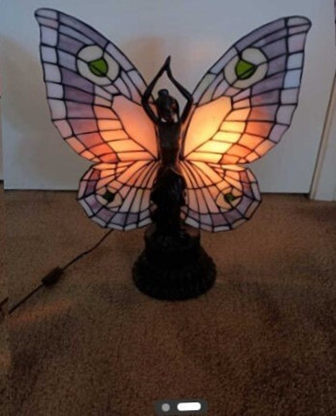 Beautiful Vintage Art Nouveau Tiffany Style Stained-glass Butterfly ...