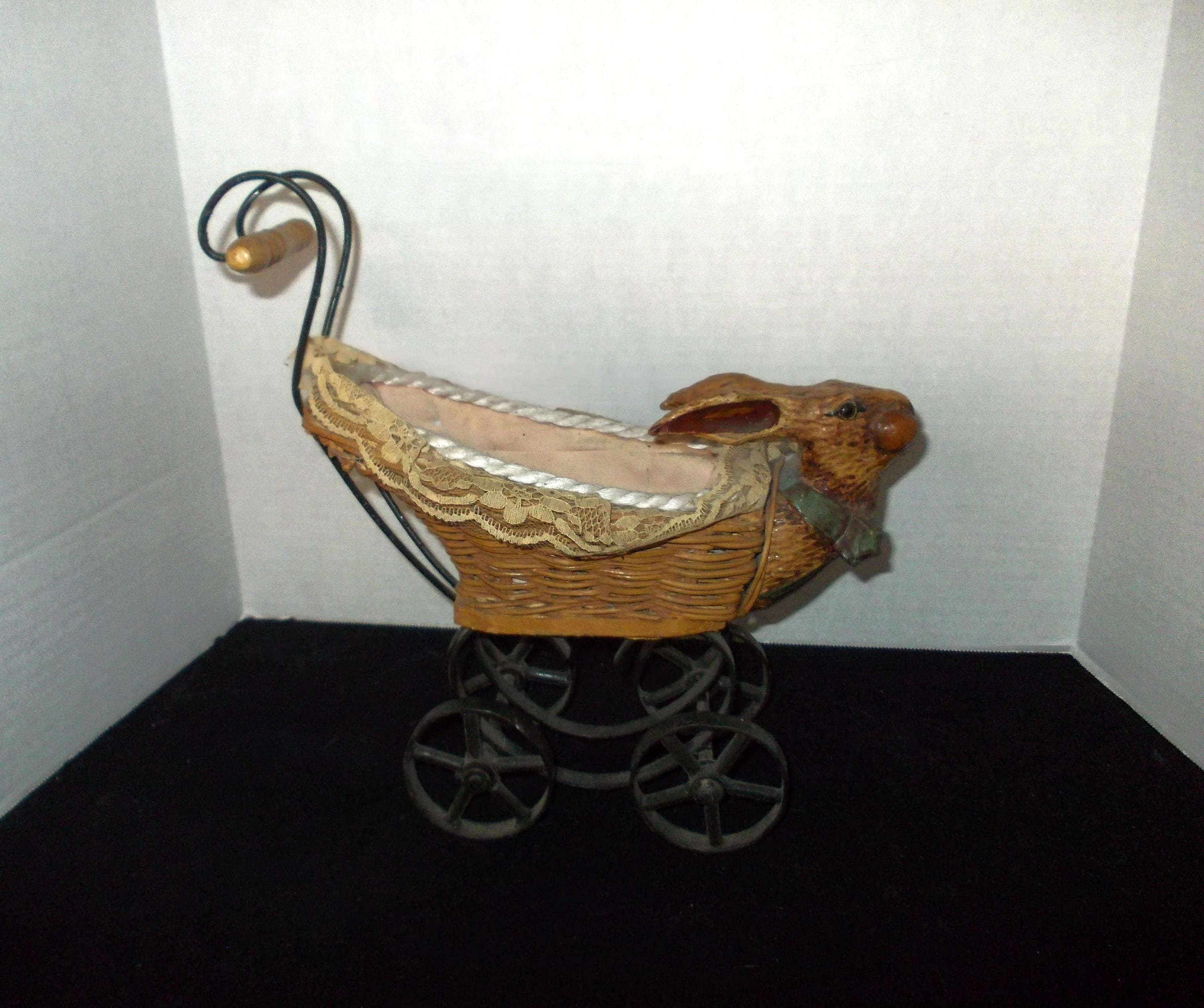Vintage Rabbit Head Wicker Pram Baby Buggy - Etsy