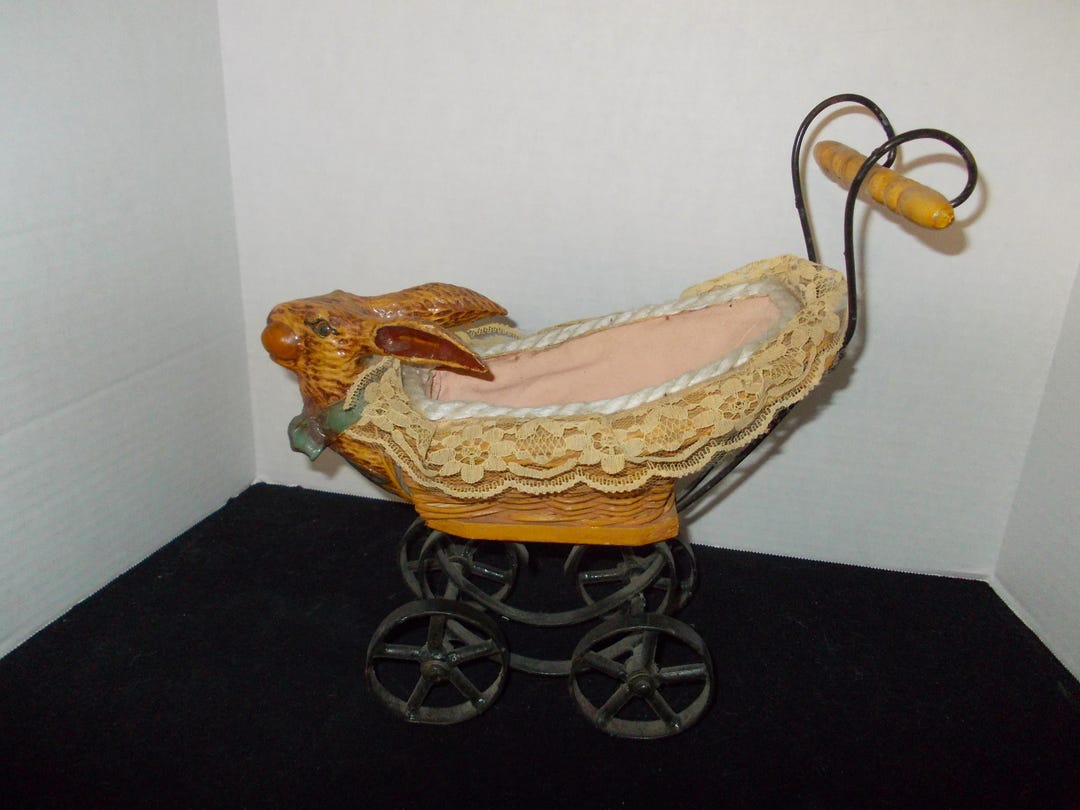 Vintage Rabbit Head Wicker Pram Baby Buggy - Etsy