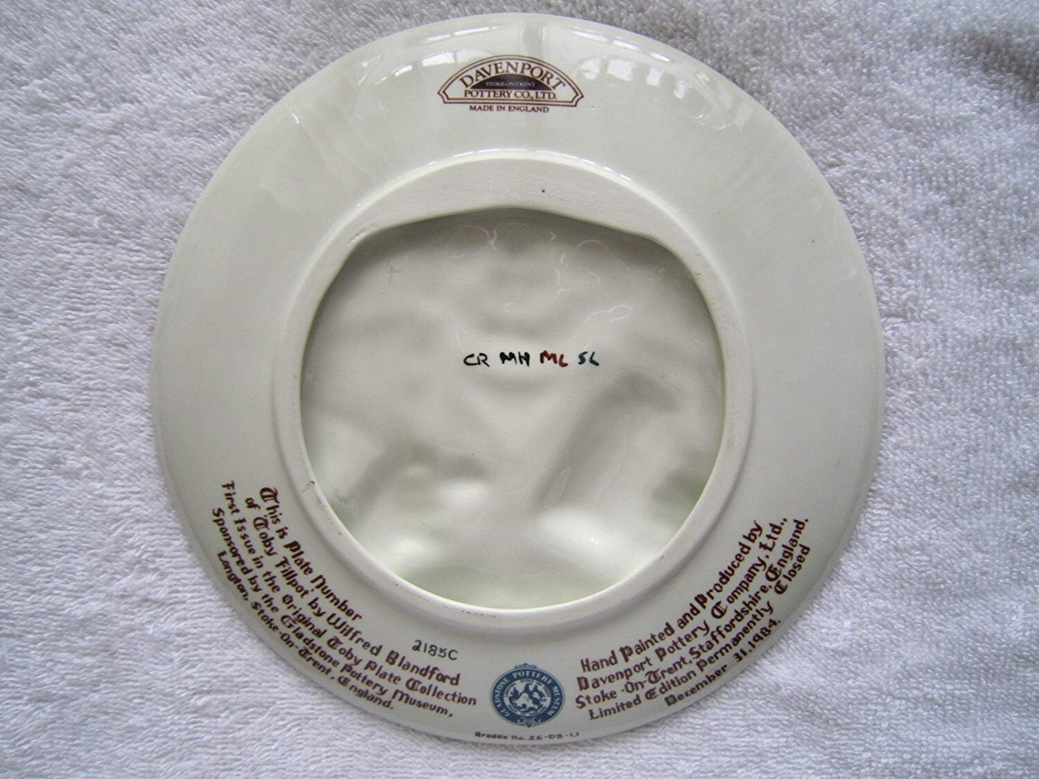 Vintage Davenport Pottery Plate - TOBY FILLPOT - 1983 Wilfred Blandford ...