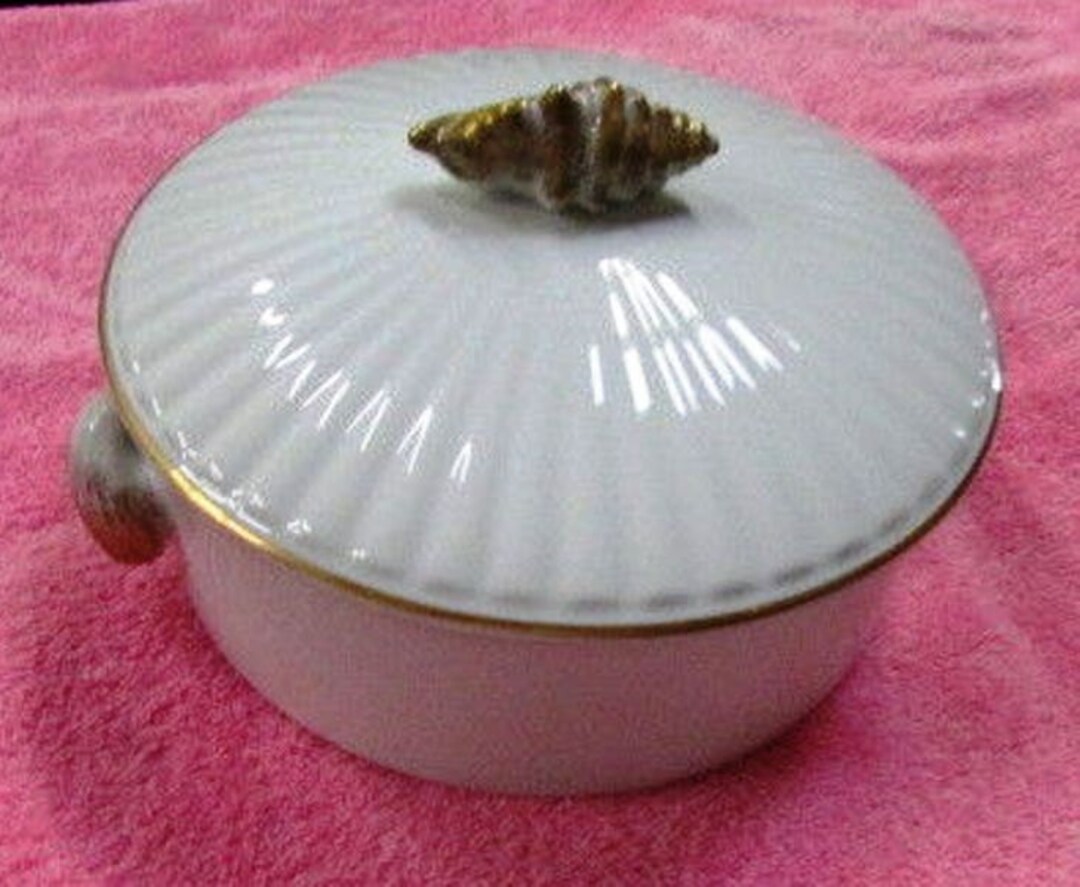 Vintage Shafford Golden Sea Shell Dish With Lid ~ Gold Trim - Etsy