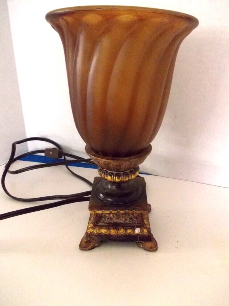 Vintage Amber Glass Lamp - Etsy