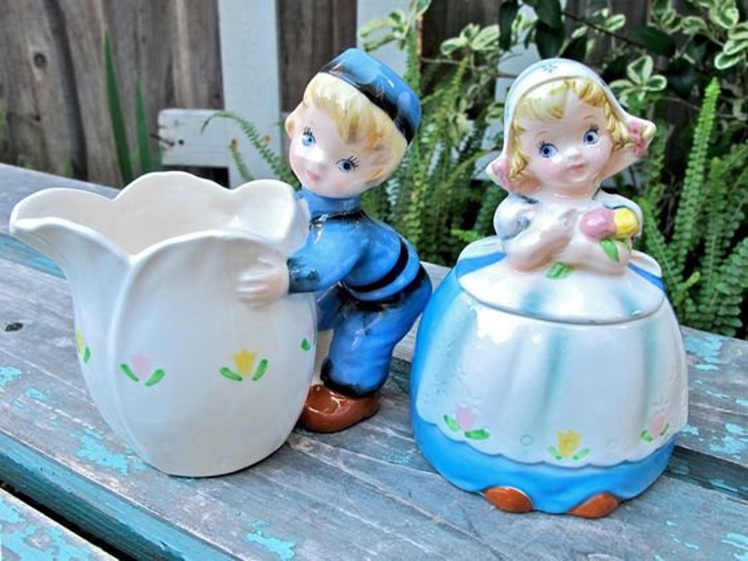 Lefton ESD Dutch Boy and Girl Cream Pitcher and Sugar Bowl - Etsy
