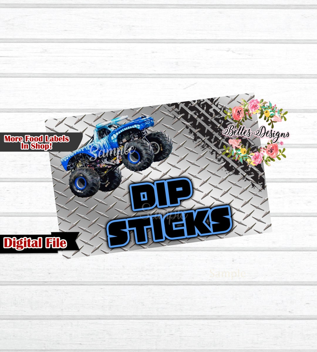 Monster Truck Party Food Labels Dip Sticks Food Sign Monster - Etsy